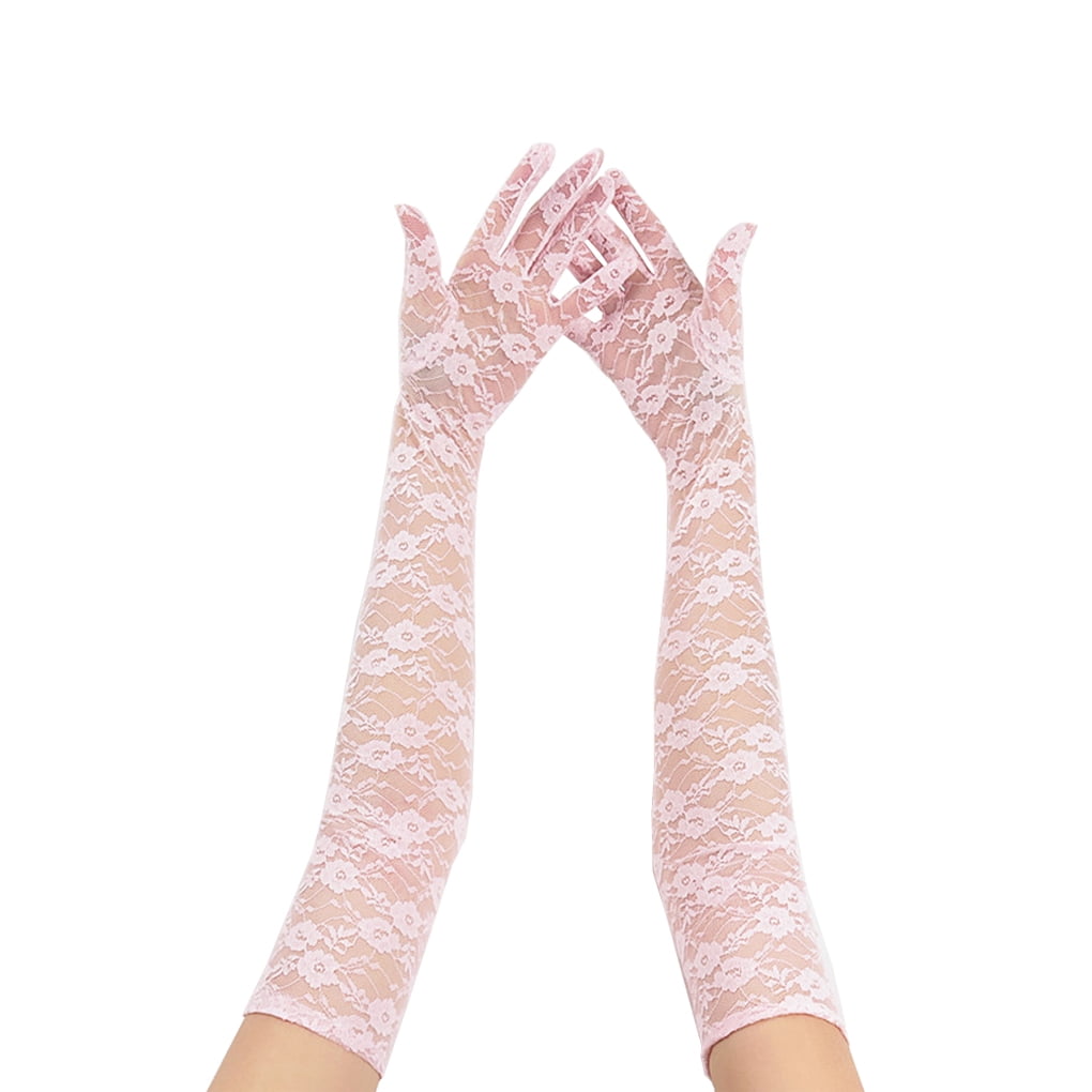 TureClos 2 Pieces Ladies Lace Gloves Etiquette Long Sleeve Fishnet Nets ...