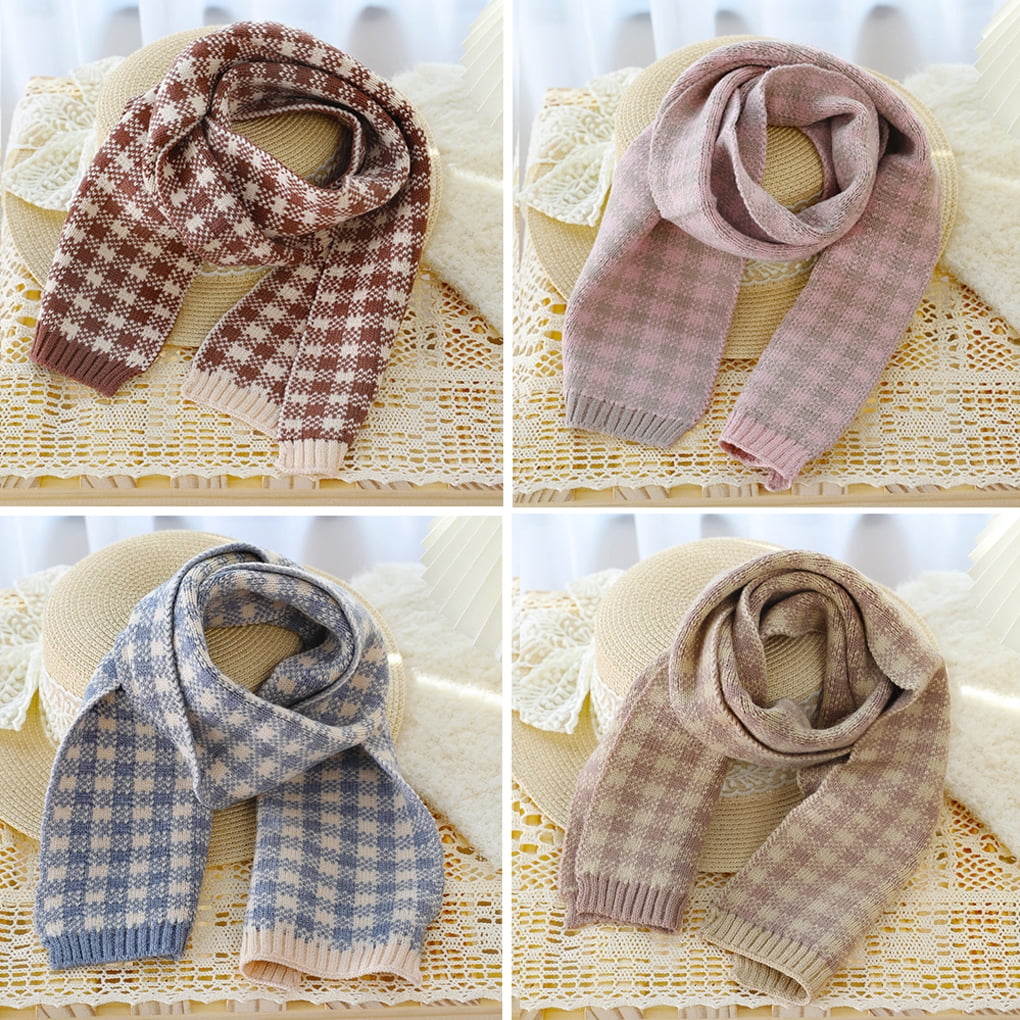 TureClos 3-10 Years Old Kids Winter Scarf Solid Color Knitted Scarves ...