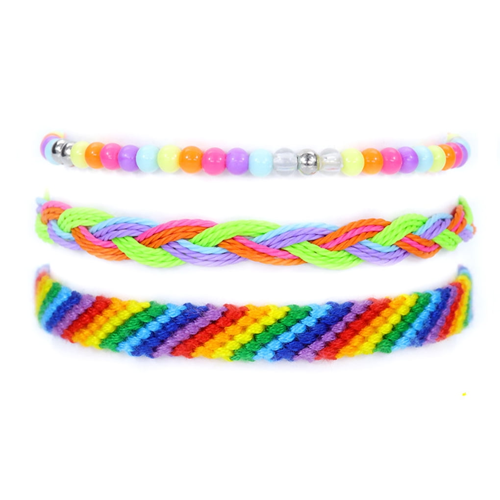 TureClos 3Pcs Braid Strands Bracelet Cotton Wear-resistant Rope Tassel ...