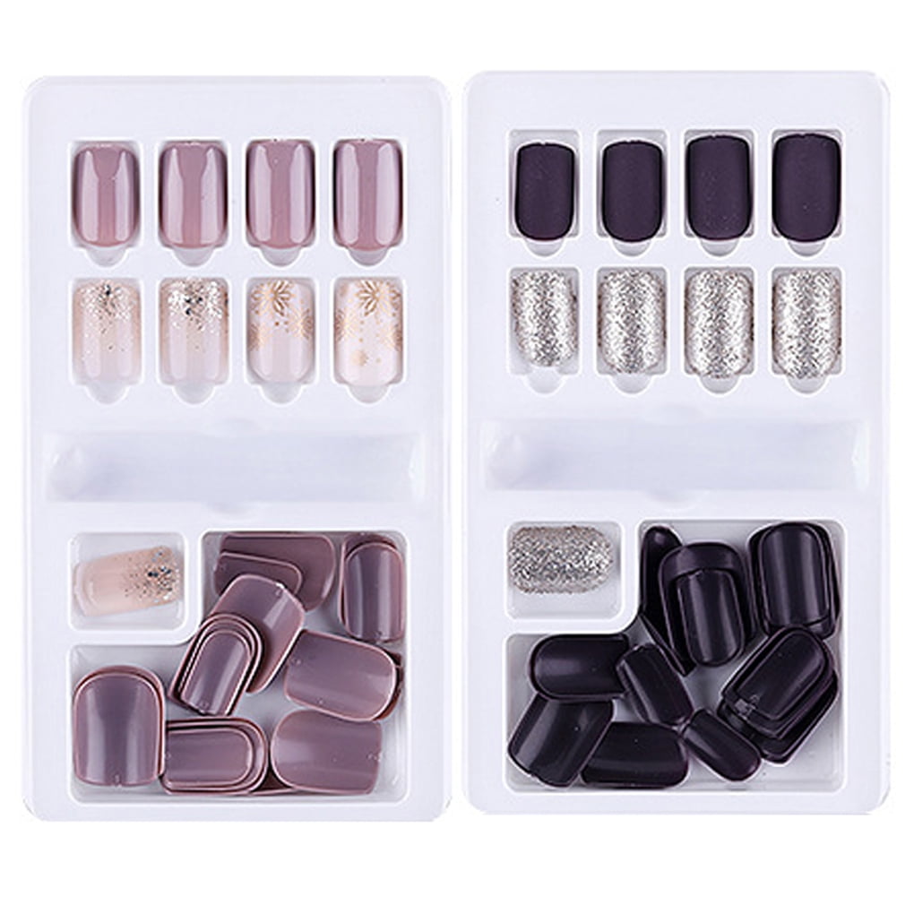 TureClos 60 Pieces False Nails Artificial Fake Short Fingernails Nail ...