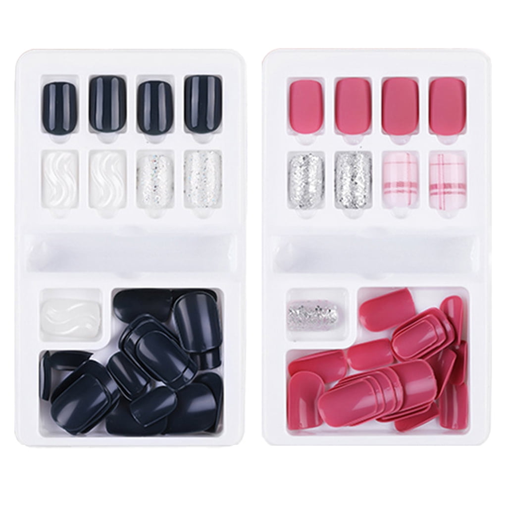 TureClos 60 Pieces False Nails Artificial Fake Short Fingernails Nail ...