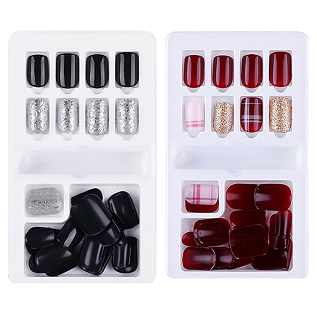 TureClos 60 Pieces False Nails Artificial Fake Short Fingernails Nail ...
