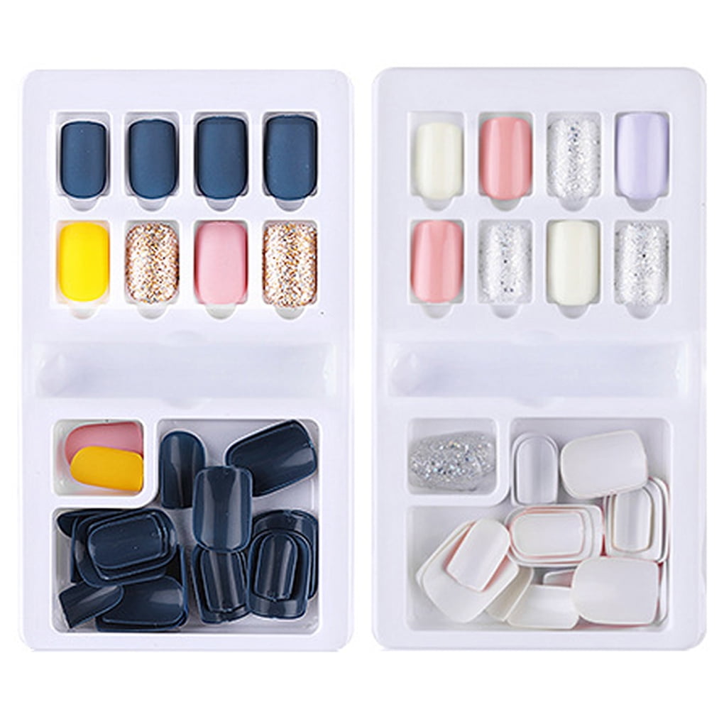 TureClos 60 Pieces False Nails Artificial Fake Short Fingernails Nail ...
