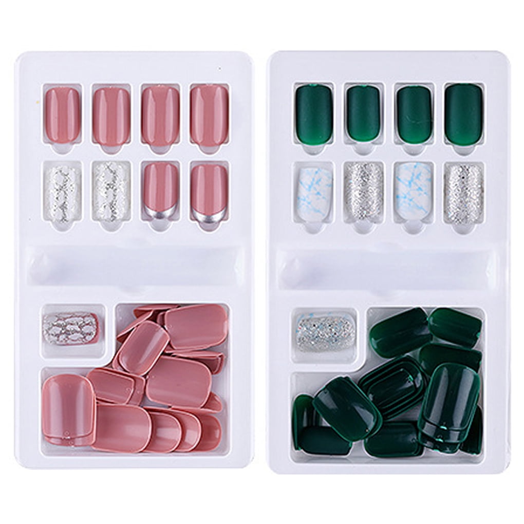 TureClos 60 Pieces False Nails Artificial Fake Short Fingernails Nail ...