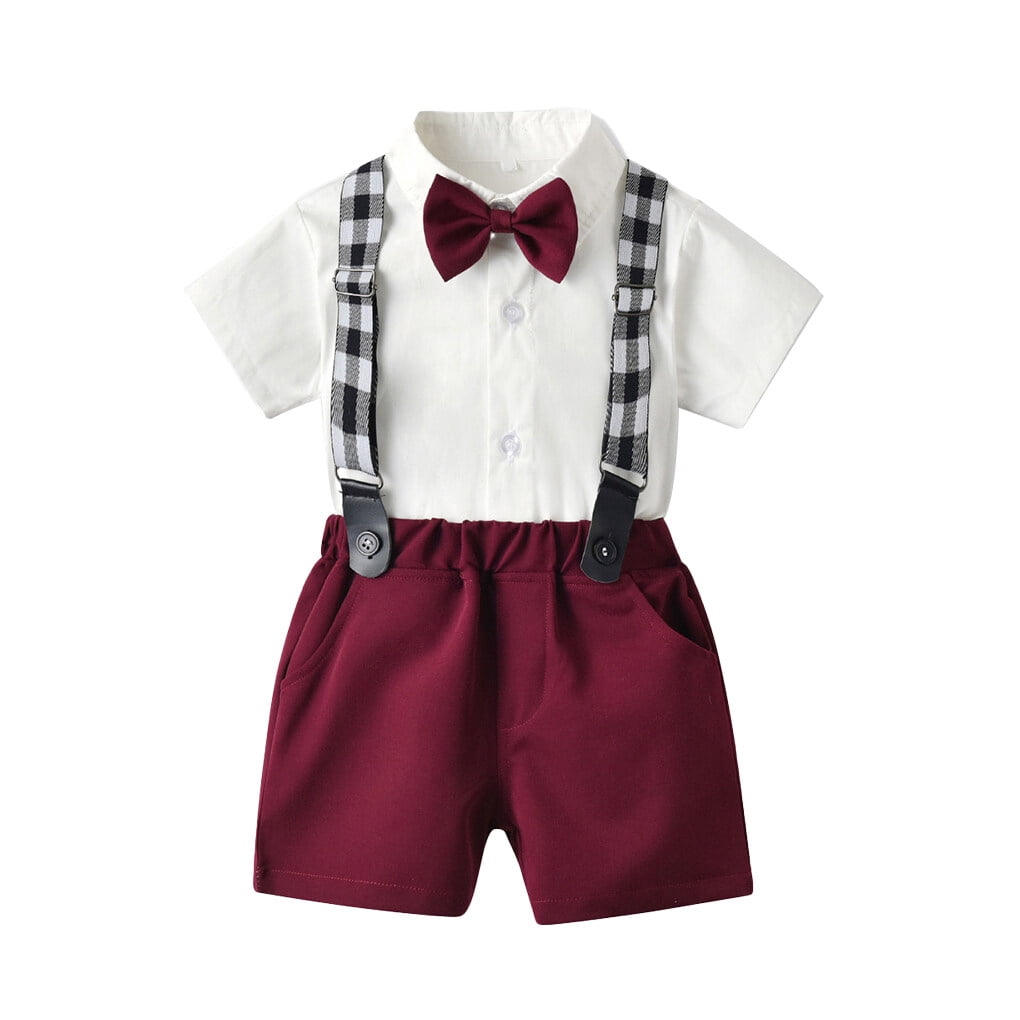 TureClos Baby Boys Formal Suit Gentleman Bowtie Romper Suspenders ...
