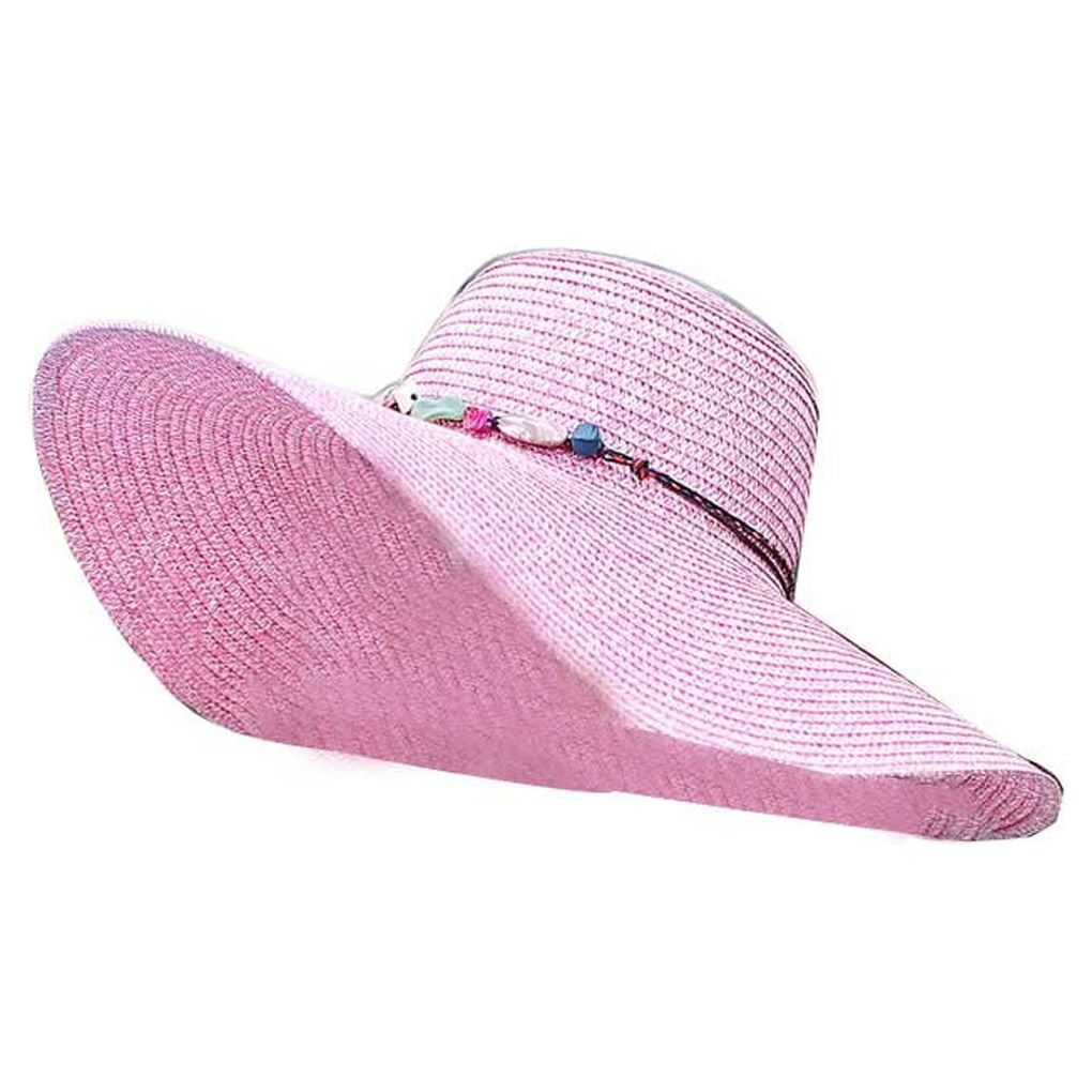 TureClos Beach Sun Protection Hat Straw Wide Brim Cap Foldable Solid ...