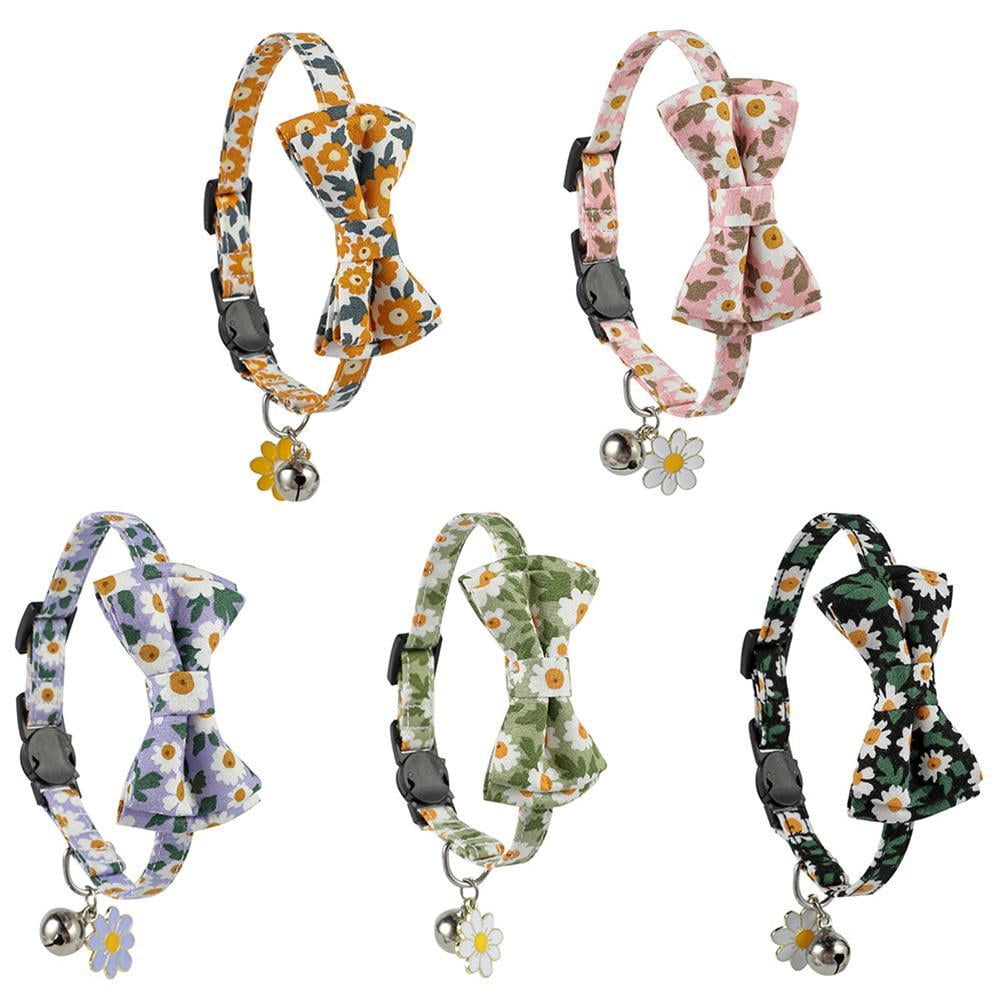 TureClos Bowtie Cat Collar with Bell Classic Floral Kitten Collars with ...