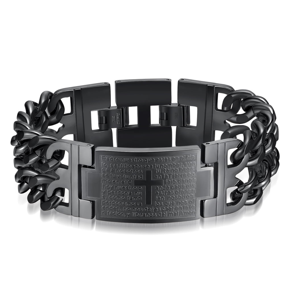 TureClos Bracelet Punk Jesus Titanium Steel Wide Bangle Stainless ...