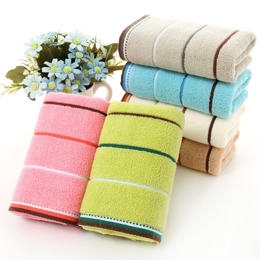 AUQ TureClos Cotton Towel Stripe Face Hand Bath Cloth Bathroom ...