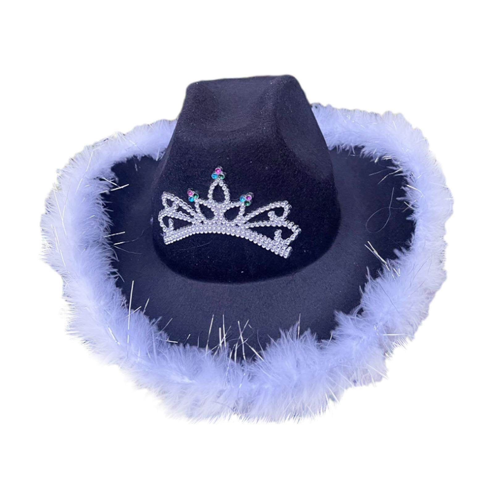 TureClos Cowboy Cowgirl Hat with Tiara Western Style for Women Fancy ...