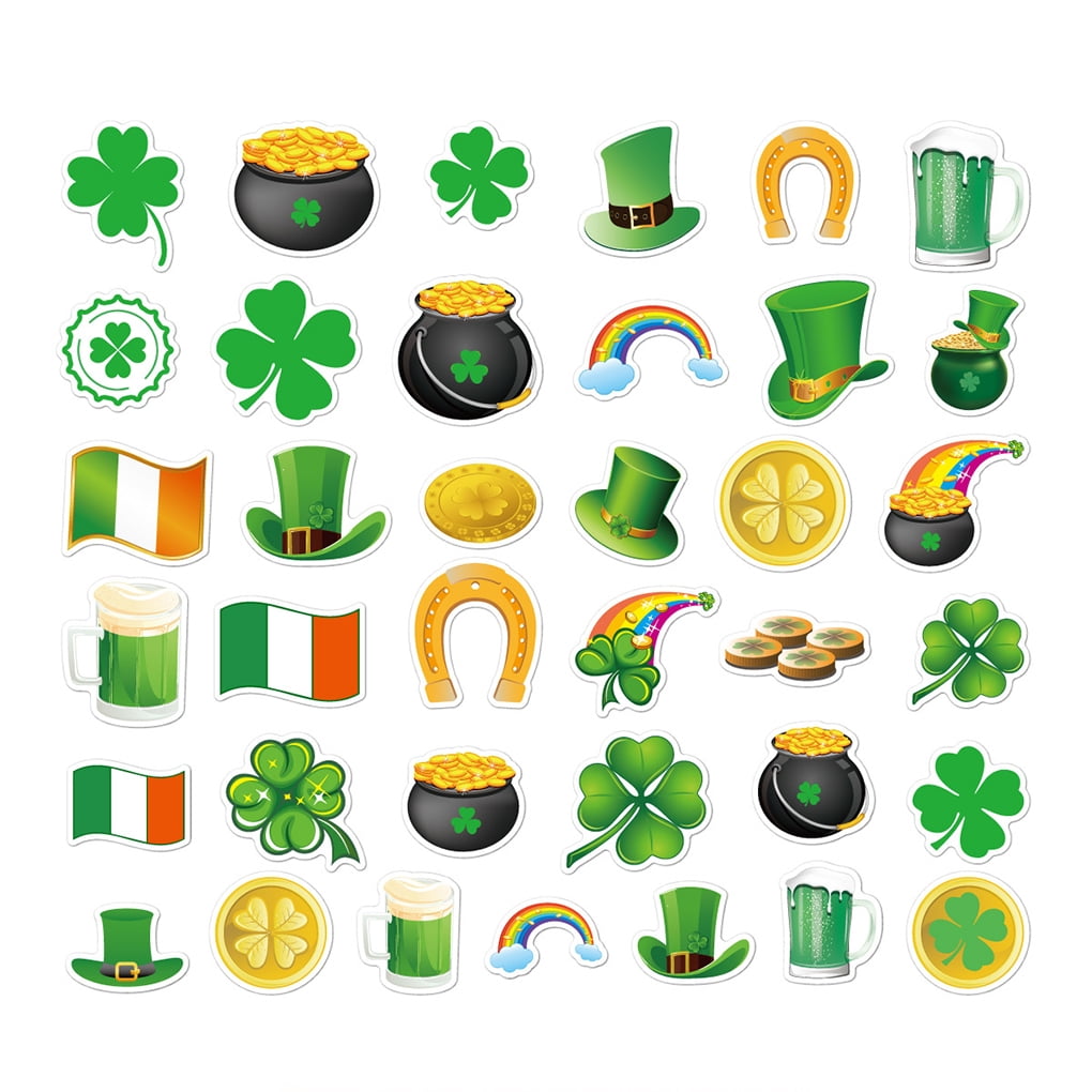 TureClos Four-leaf Clover Stickers Series Nail Green Leaves Decals ...