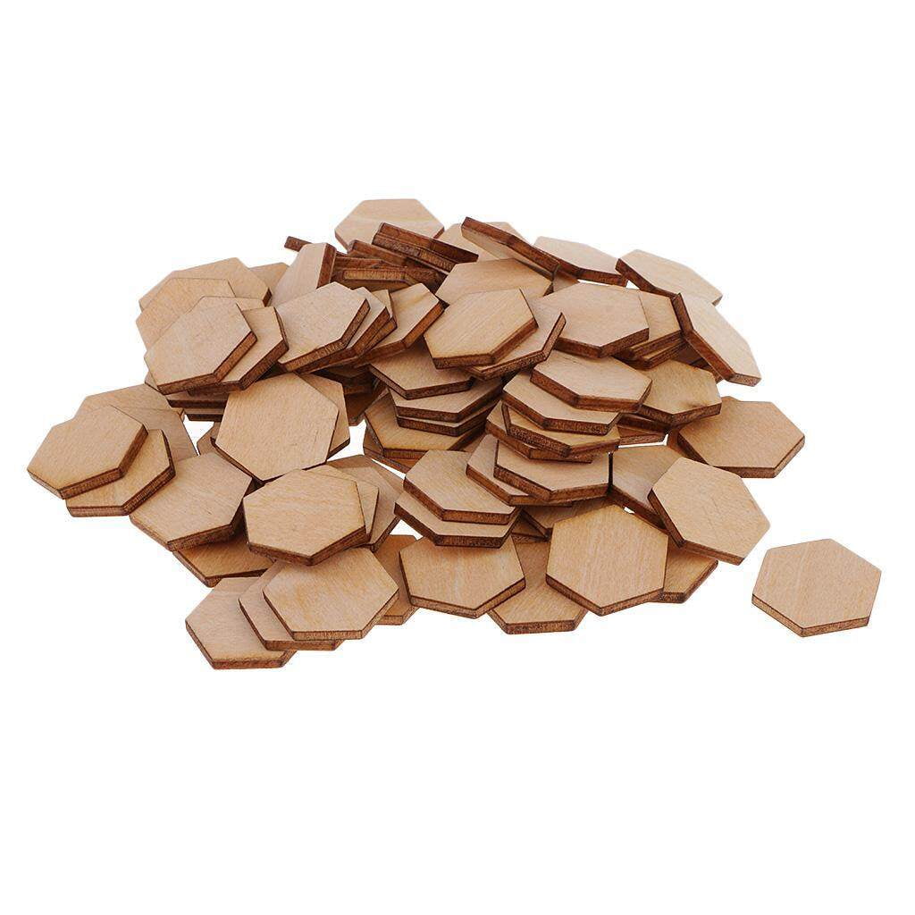 TureClos Hexagon Shaped Wooden Embellishments Shapes for Craft Decor ...