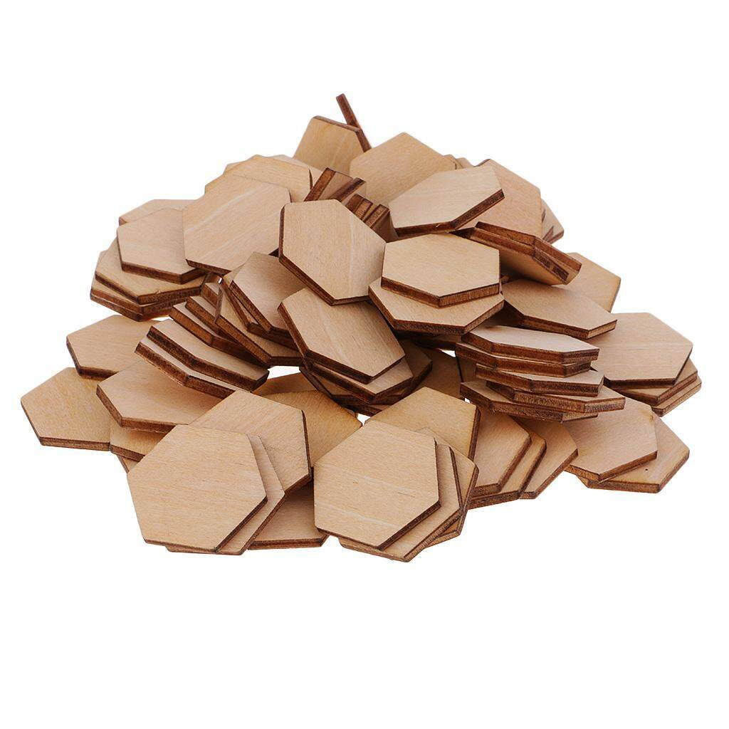 TureClos Hexagon Shaped Wooden Embellishments Shapes for Craft Decor ...