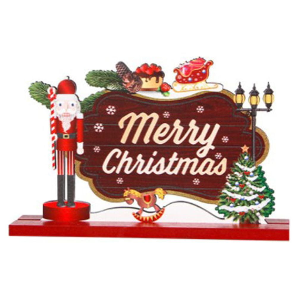 TureClos Merry Christmas Wooden Table Sign Snowman Santa Claus Tabletop ...