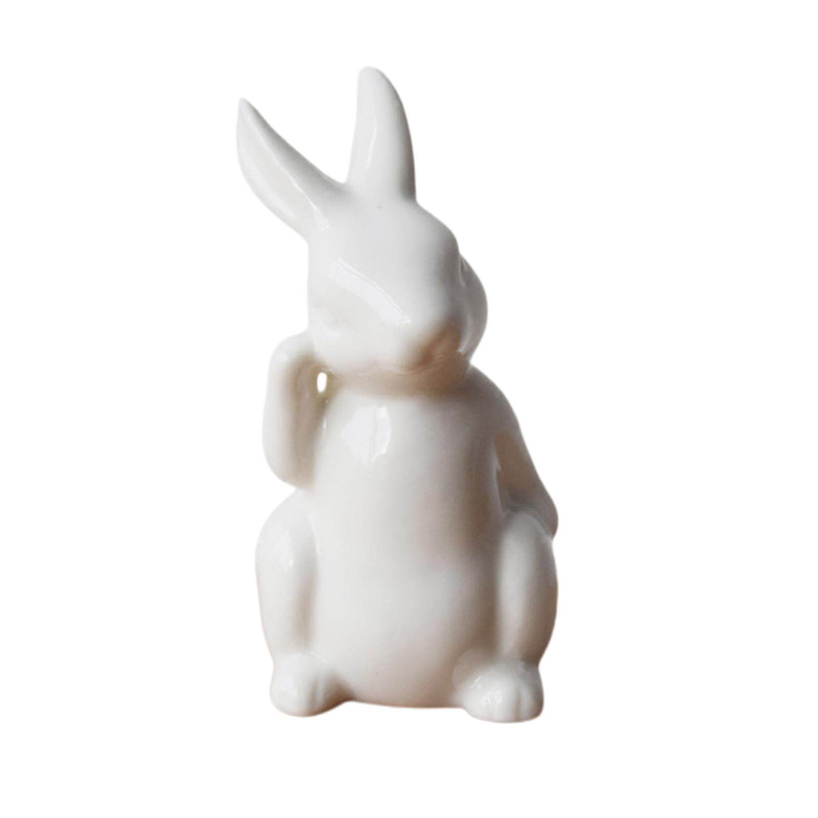 TureClos Modern Ceramic Rabbit Figurine Easter Statue Home Bookcase ...