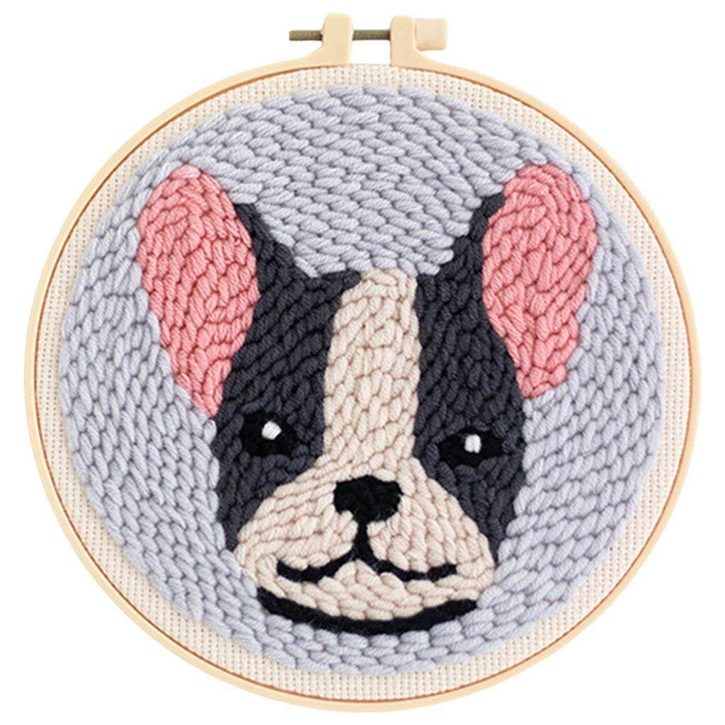 TureClos Punch Needle Kit DIY Needlework Animal Dog Embroidery for ...
