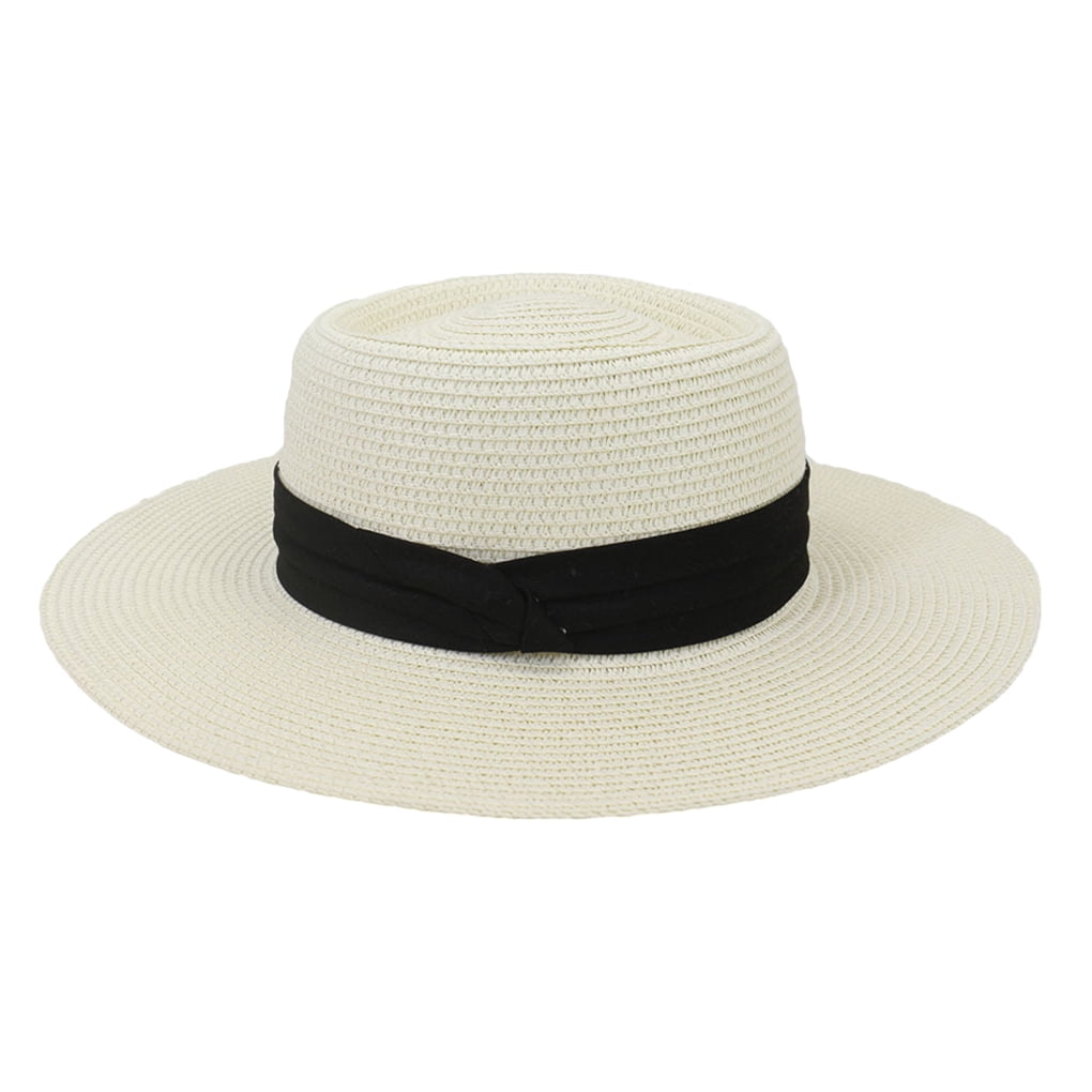 TureClos Summer Women Wide Brim Straw Panama Roll up Hat Belt Buckle ...