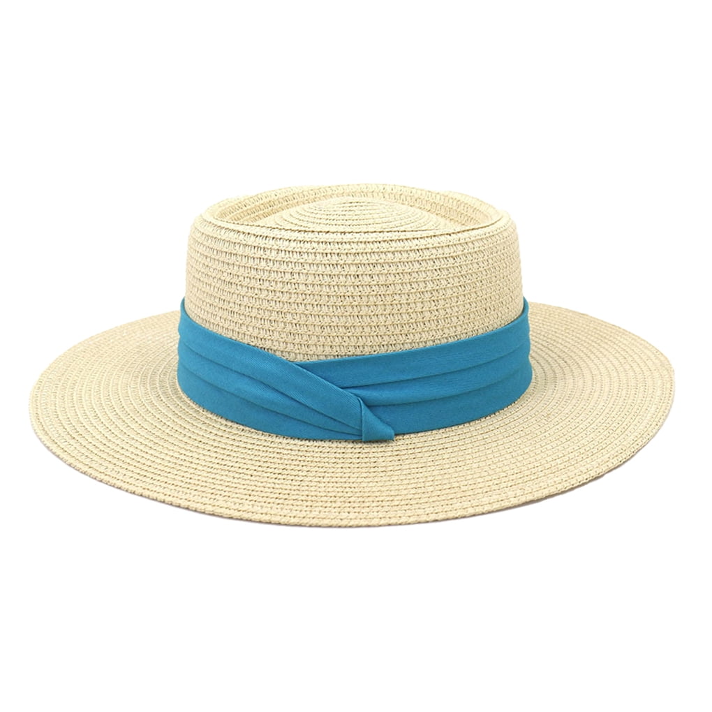 TureClos Summer Women Wide Brim Straw Panama Roll up Hat Belt Buckle ...