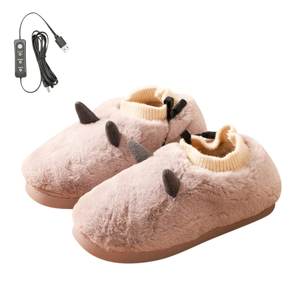 TureClos USB Heated Slippers Plush Temperature Adjustable Heating ...