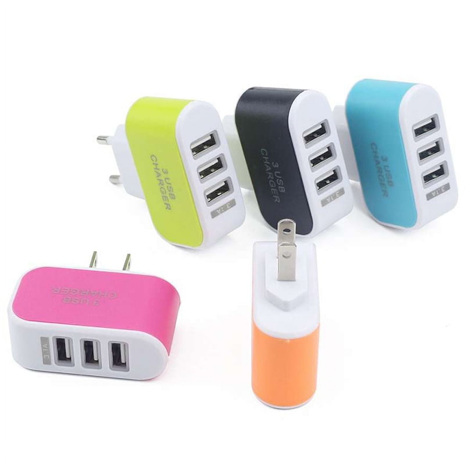 TureClos Universal Candy Color 3 USB Multi-Port Wall Charger US Plug ...