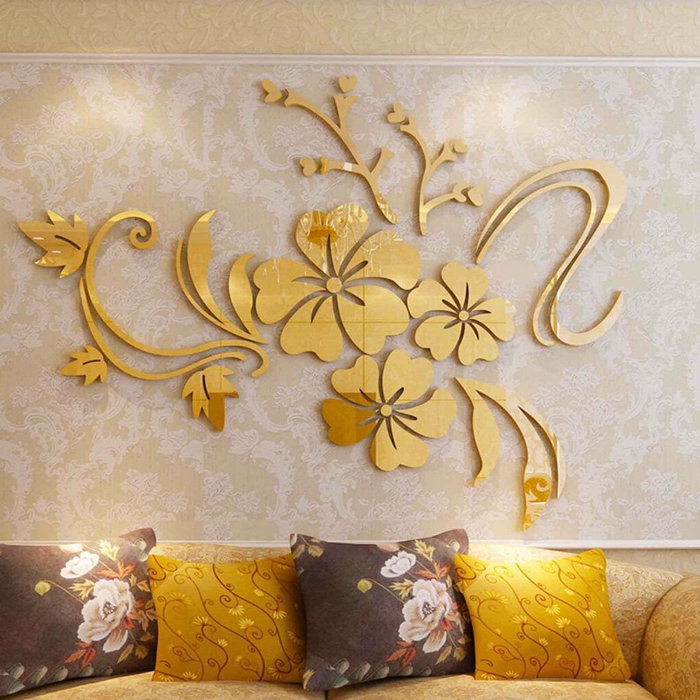 TureClos 3D Flower Acrylic Mirror Wall Sticker for Living Room and ...