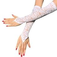 Women's Lace Fingerless Wrist Ruffle Gloves, One Size, White - Walmart.com