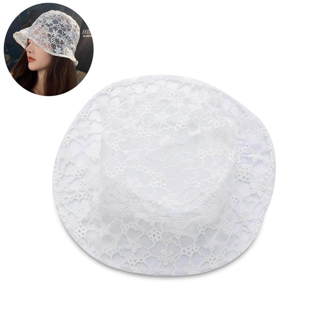 TureClos Women Lace Hat Bucket Hat Flower Wide Brim Sun Hats Hollow ...