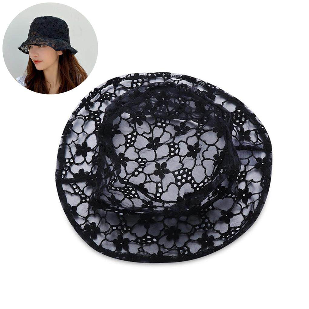 TureClos Women Lace Hat Bucket Hat Flower Wide Brim Sun Hats Hollow ...