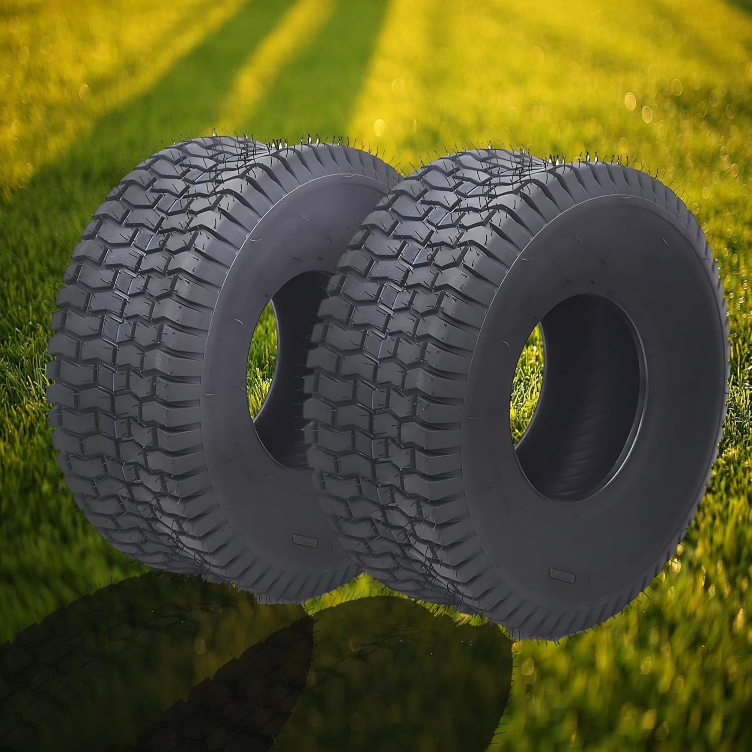 Turf Tire, 13x5-6-4PR Lawn Mower Tire & Tractor & Garden Tires, Set of ...
