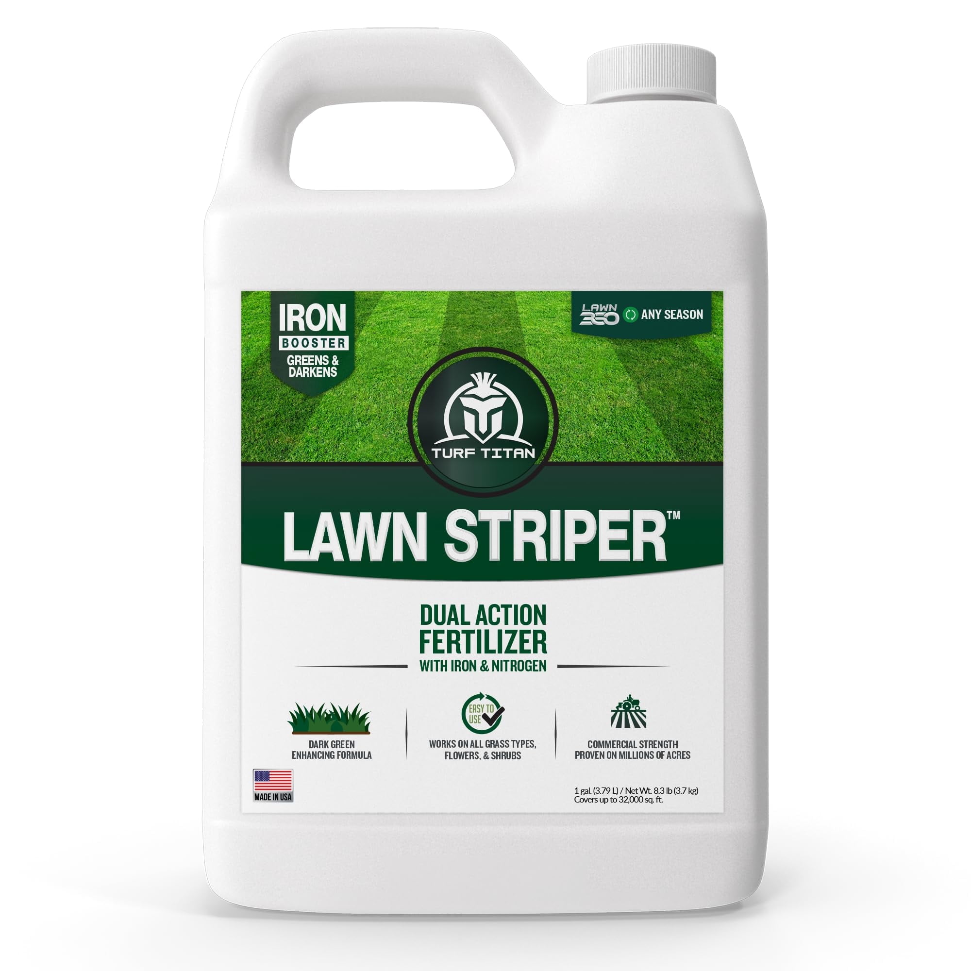 Turf Titan Lawn Striper Iron And Nitrogen Fertilizer To Promote Dark Green Stripe Defined Turfs