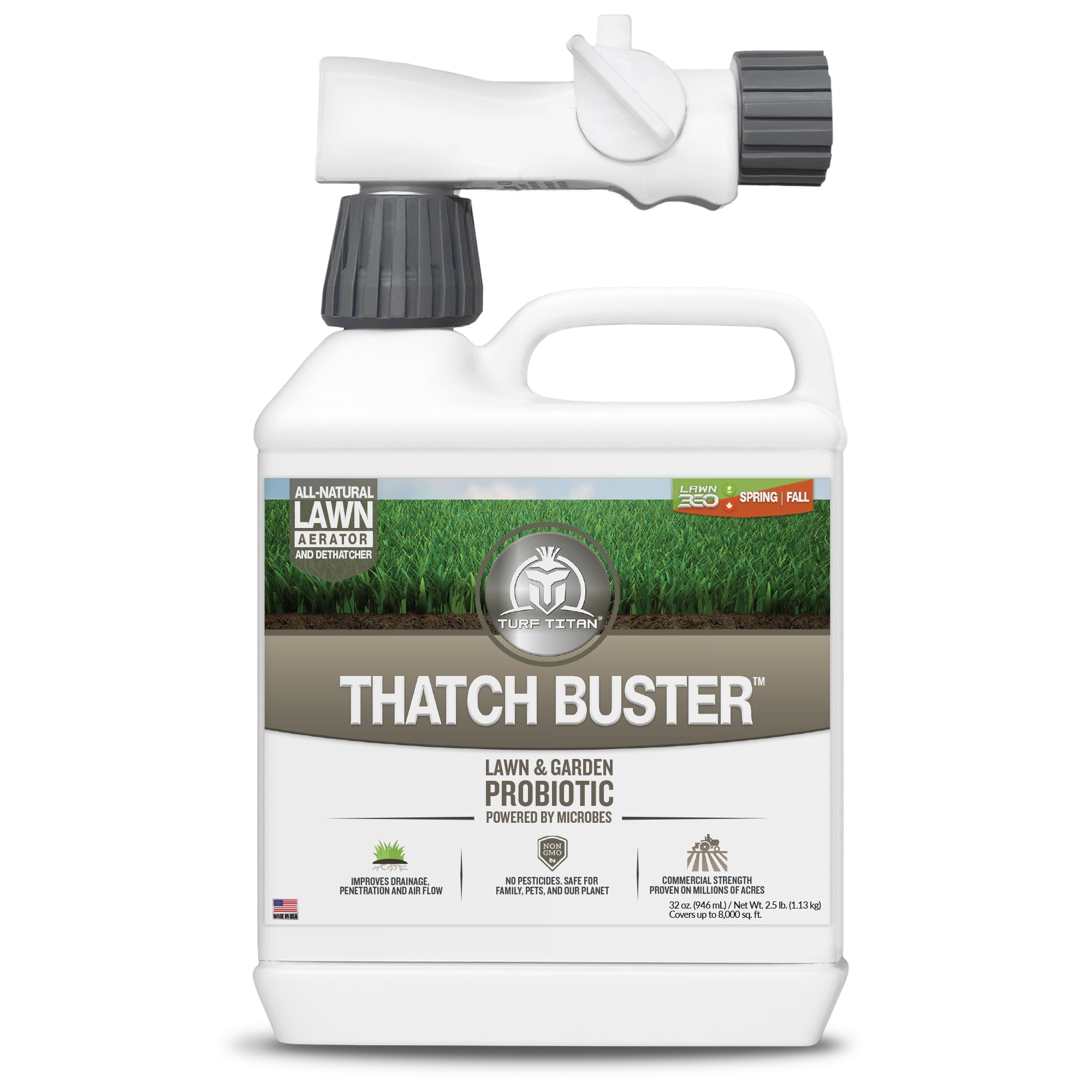 Turf Titan Thatch Buster 32oz, Liquid Lawn Aerator and Dethatcher, Hose ...