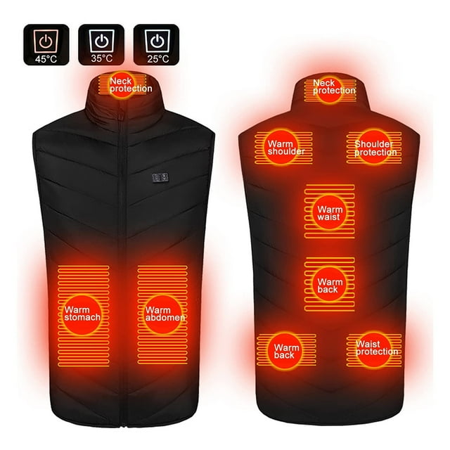 Turilly Plus Size Heated Vest for Men and Women Dual Control 9 Heating ...