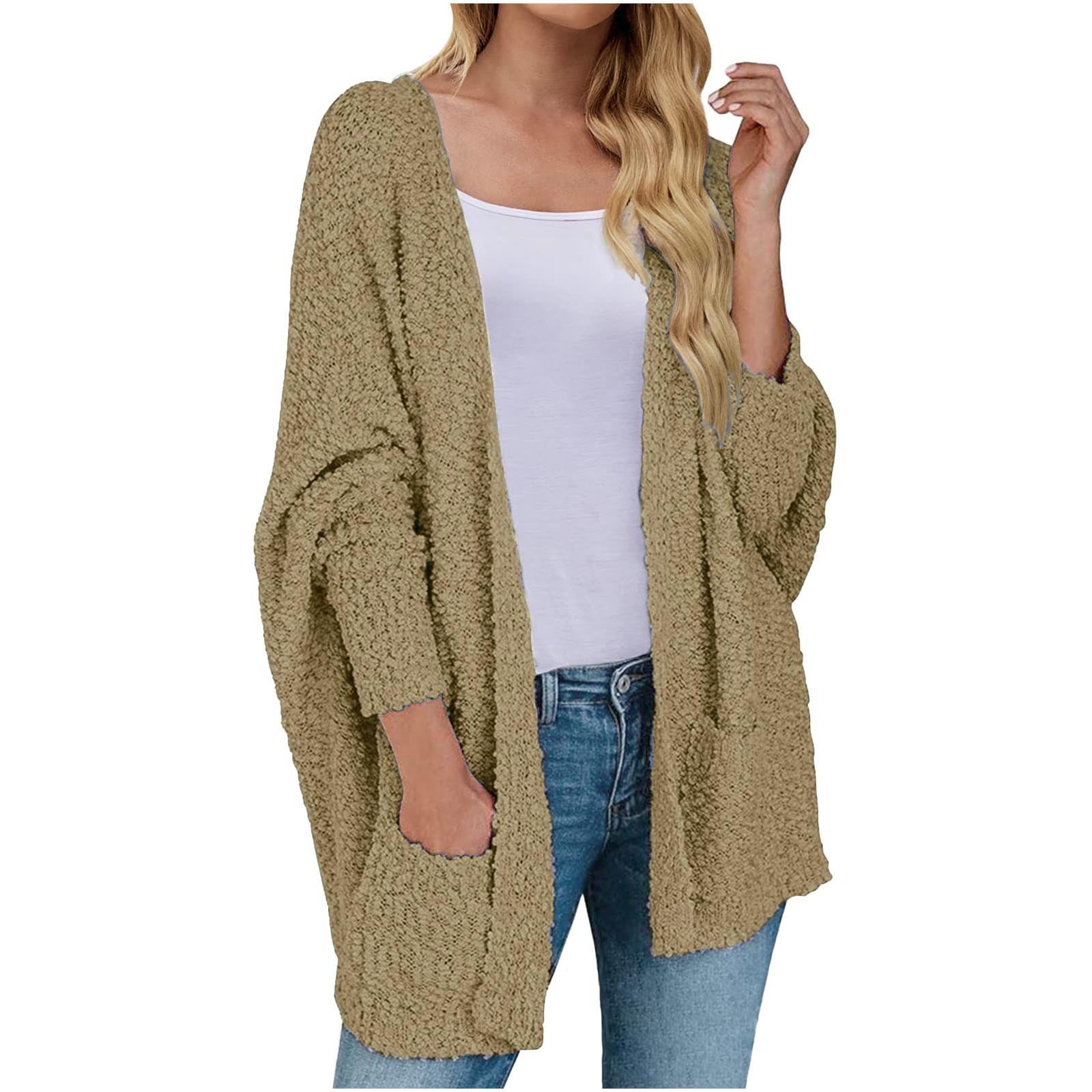 Turilly Winter Cardigan for Women Ladies Solid Open Front Soft Chunky ...