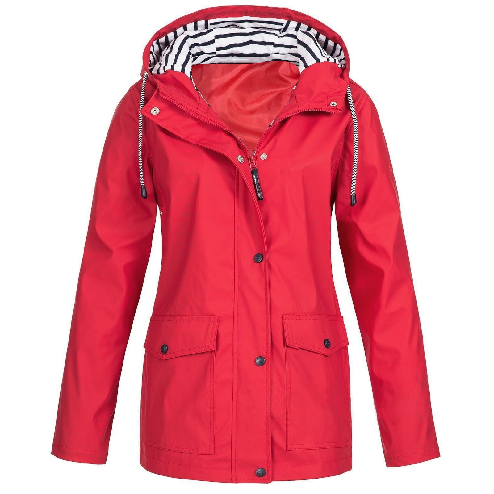 Turilly Women Solid Rain Jacket Outdoor Plus Size Waterproof Hooded ...