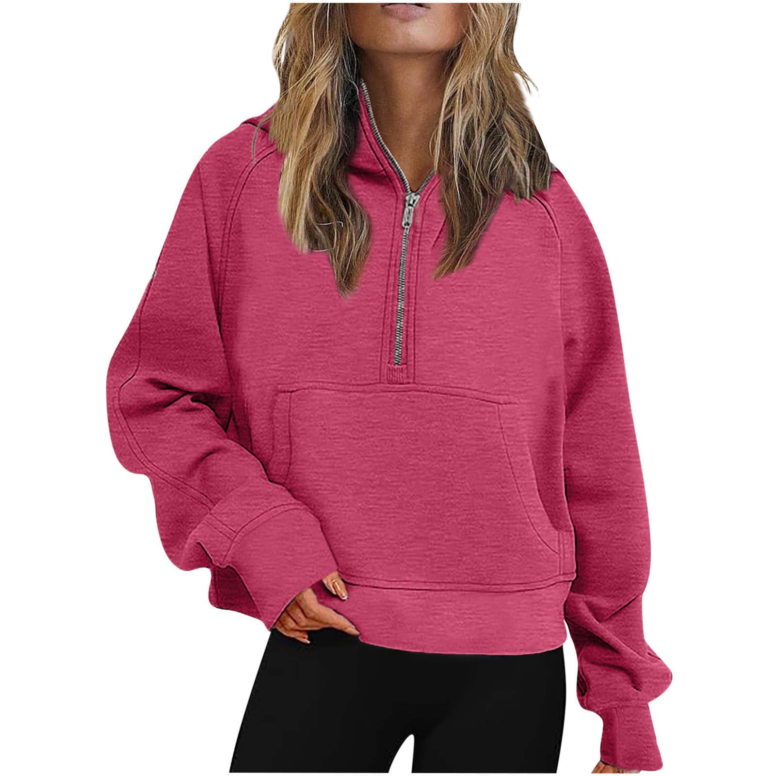 Turilly Women Winter Tops Soft and Cozy Women's Half Zip Cropped ...