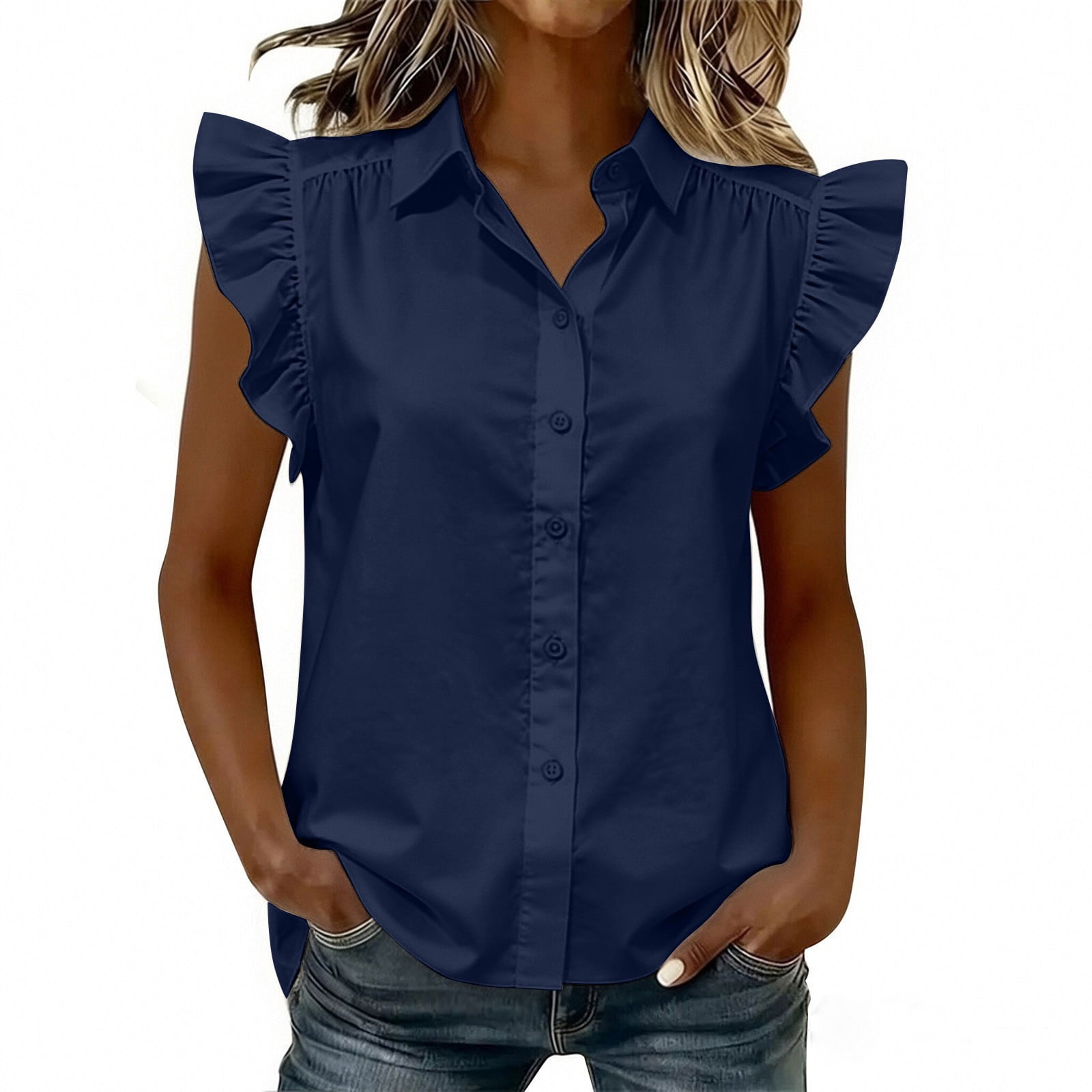 Turilly Women's Open Front Cardigans Fashion Ladies Sleeveless Ruffle ...
