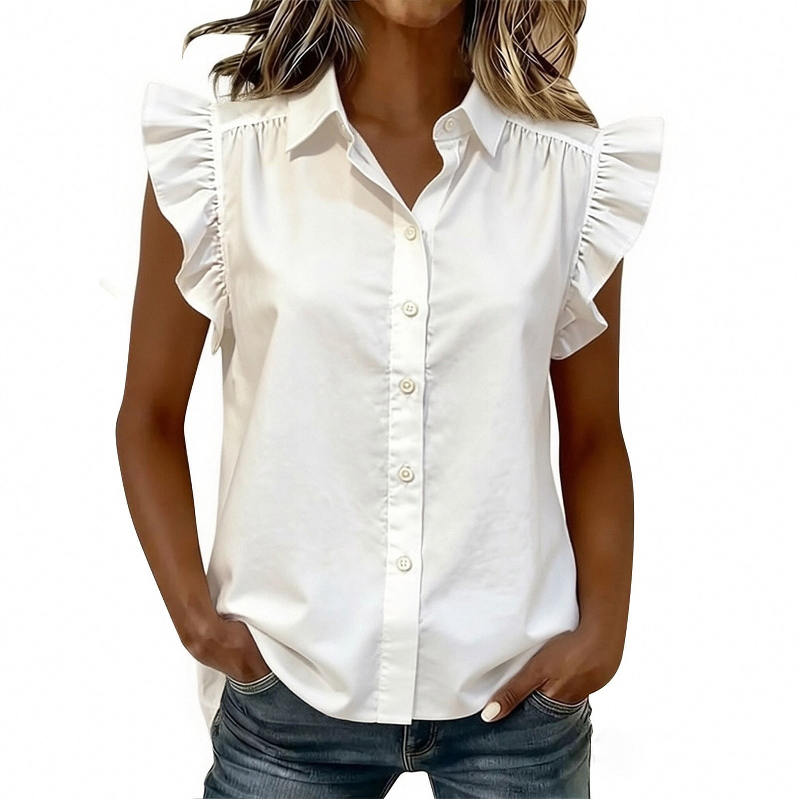 Turilly Women's Open Front Cardigans Fashion Ladies Sleeveless Ruffle ...