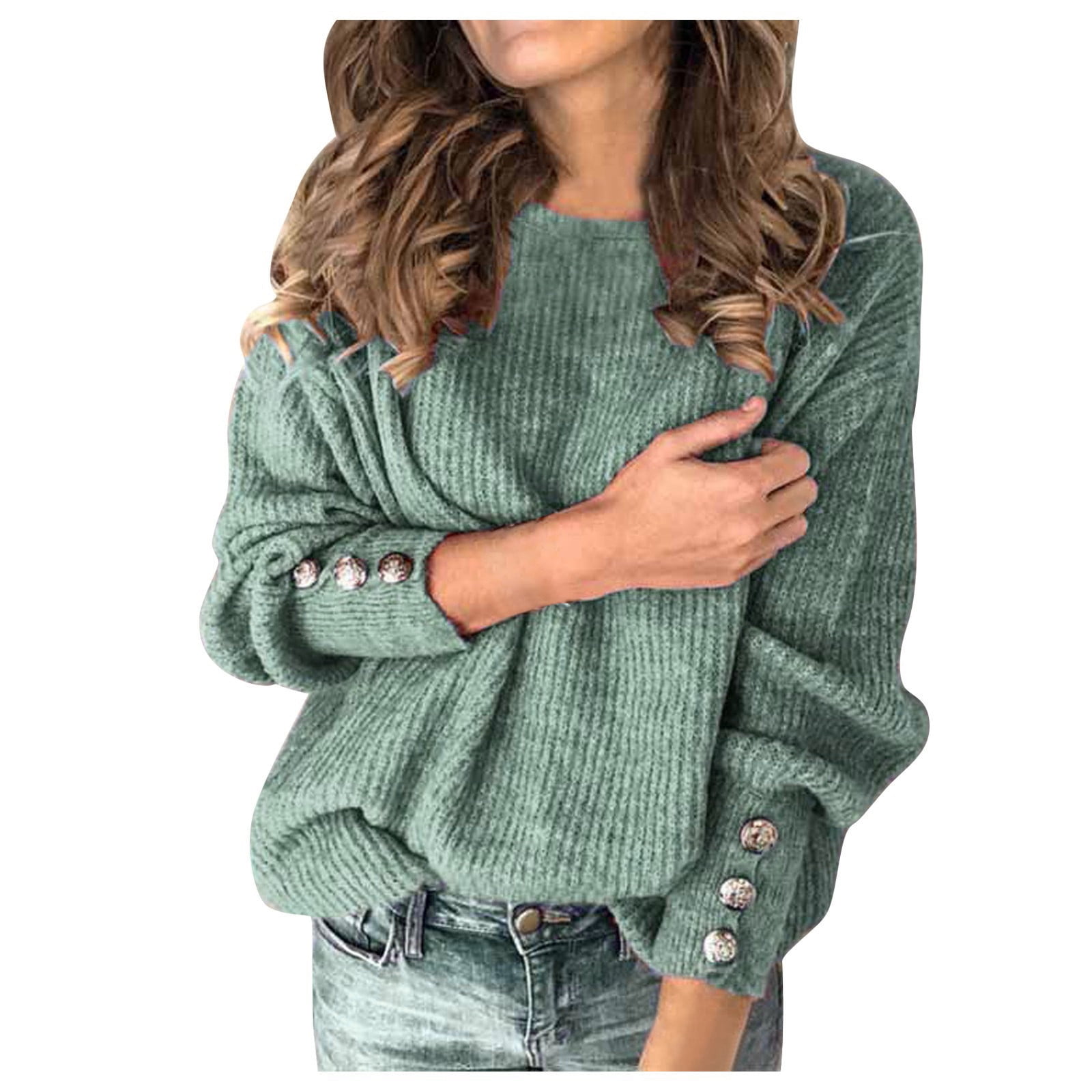 Turilly Womens Knitted Sweaters Women's Fashion Solid Color Pullover ...