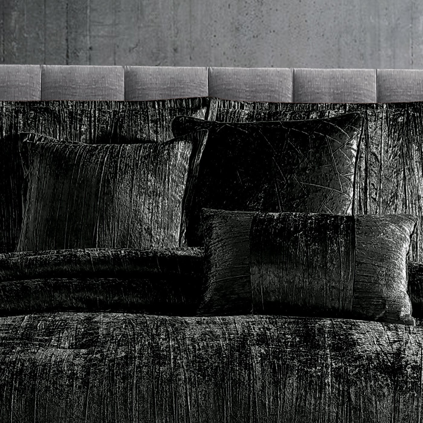 Turin 7 Piece Comforter Set Black King Riverbrook Home Turin Crinkled ...