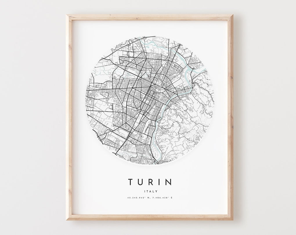 Turin Map Print, Turin Map Poster City Wall Art, Turin Road Map, Turin ...