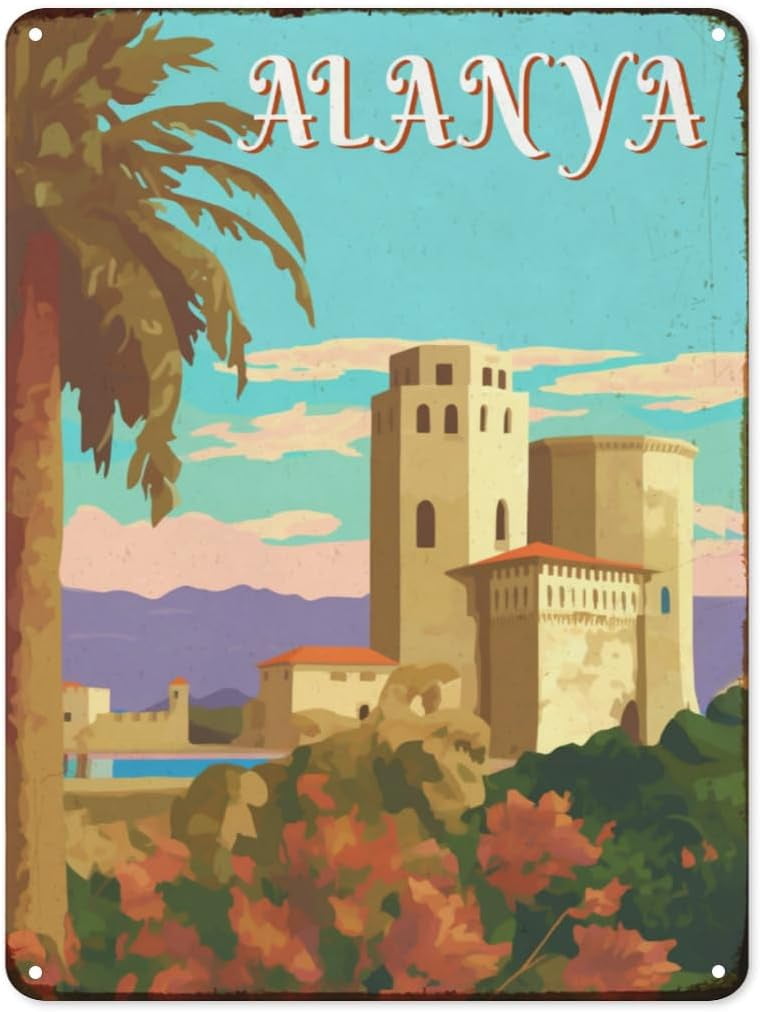 Turkey Alanya Tin Sign Travel Scenery Poster Retro Wall Decor Bedroom ...