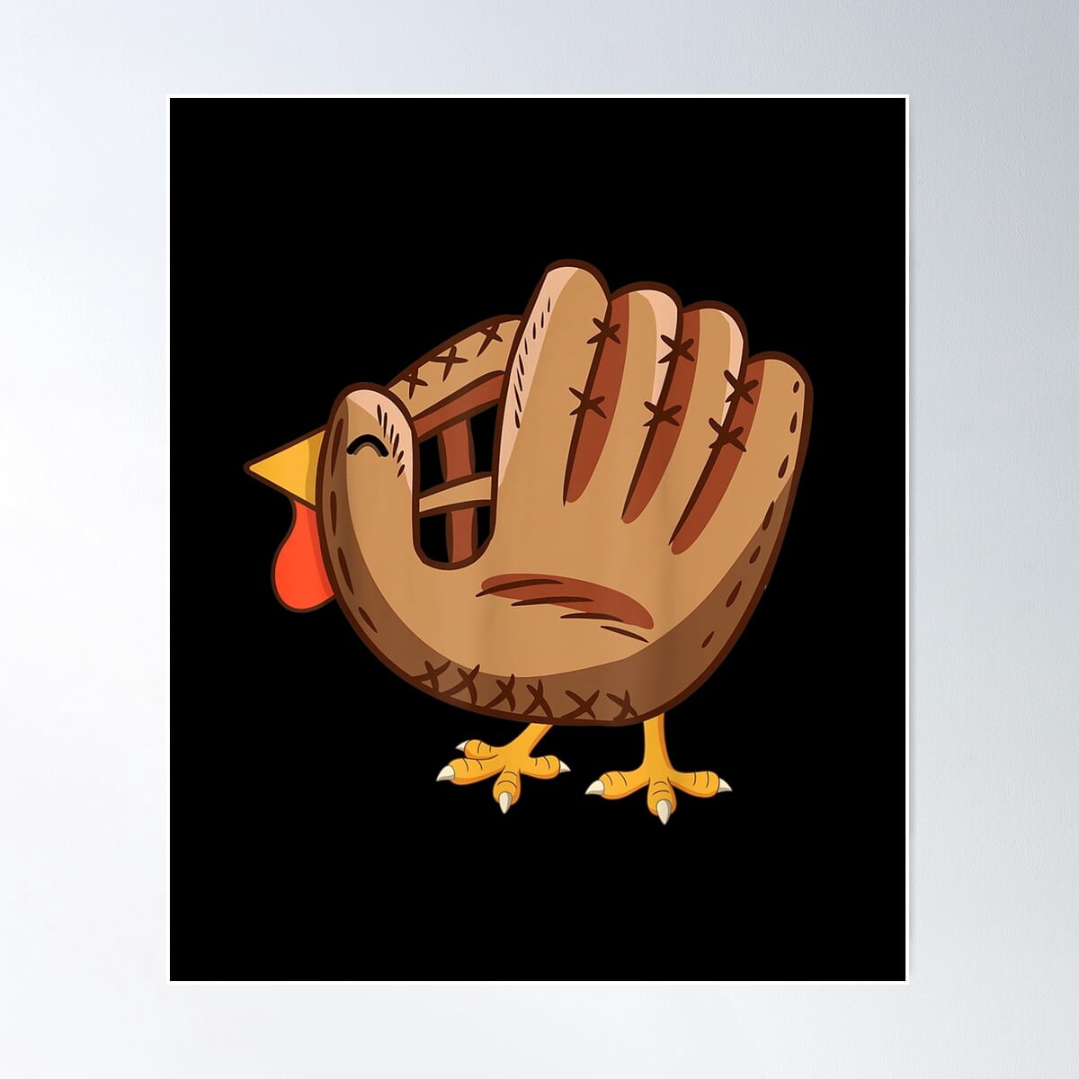 Turkey Baseball Glove Vintage Cute Thanksgiving Day Poster Wall Art ...