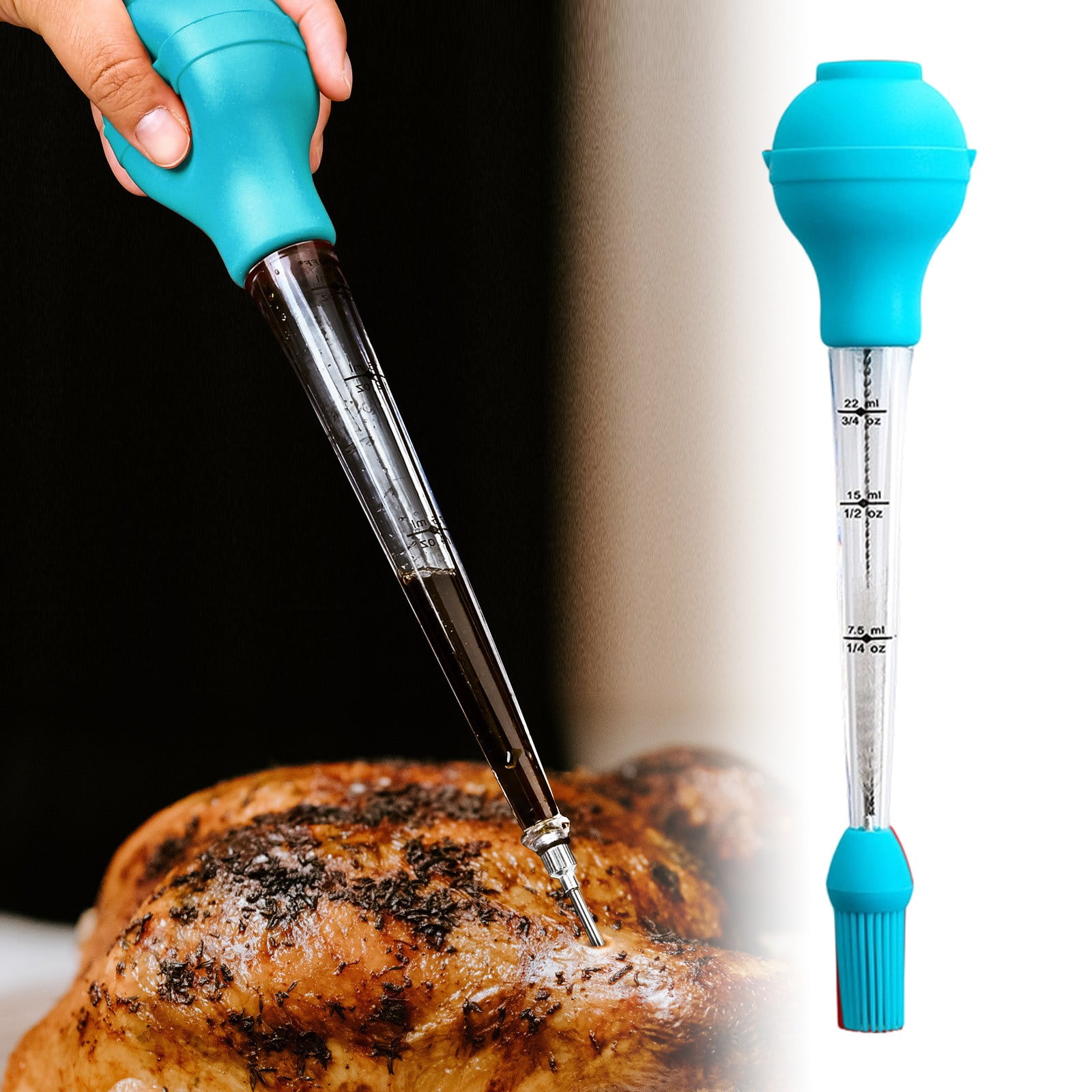 Turkey Baster with Barbecue Basting Brush, Food Grade Silicone Bulb ...