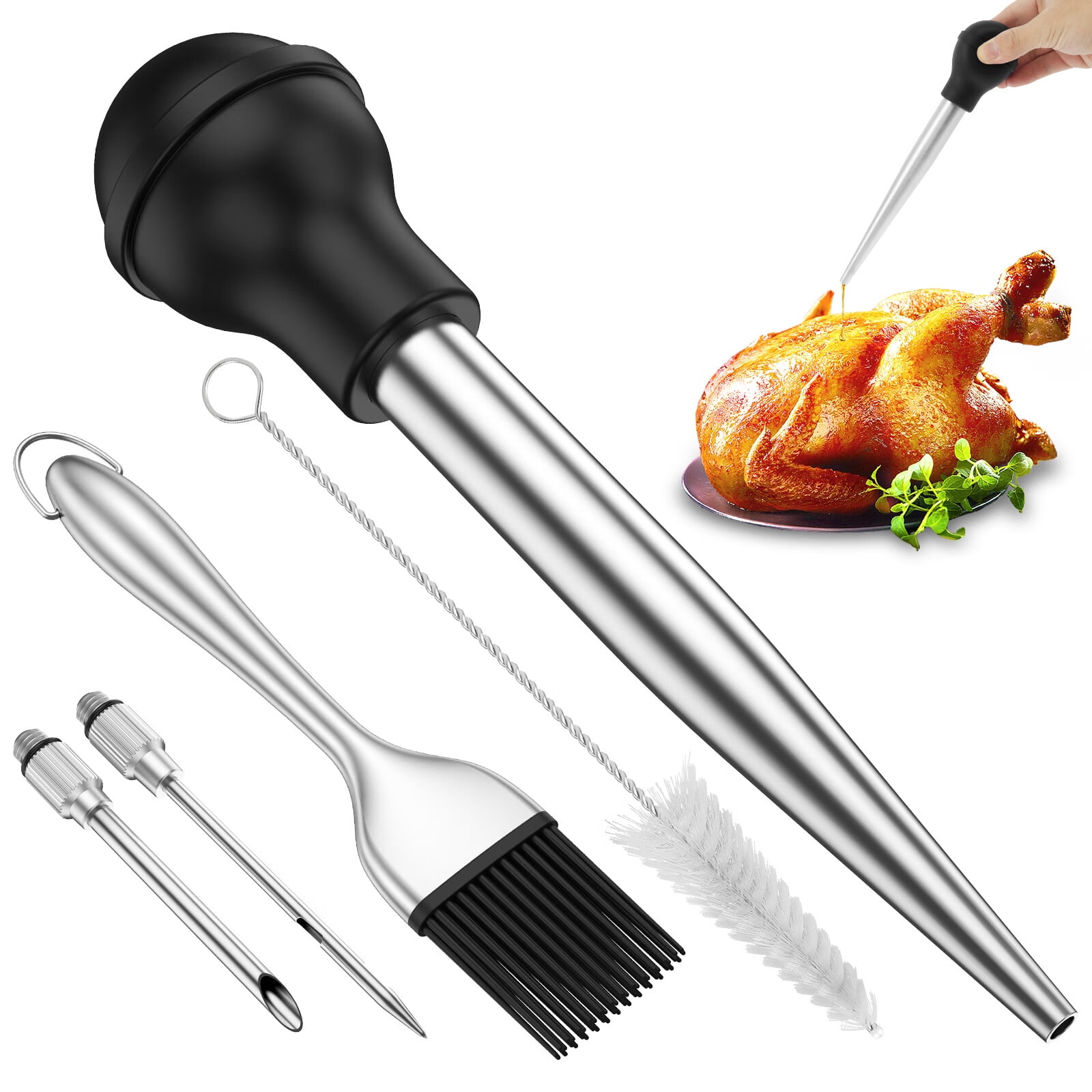 Turkey Baster Stainless Steel Turkey Baster Syringe Bulb Detachable ...