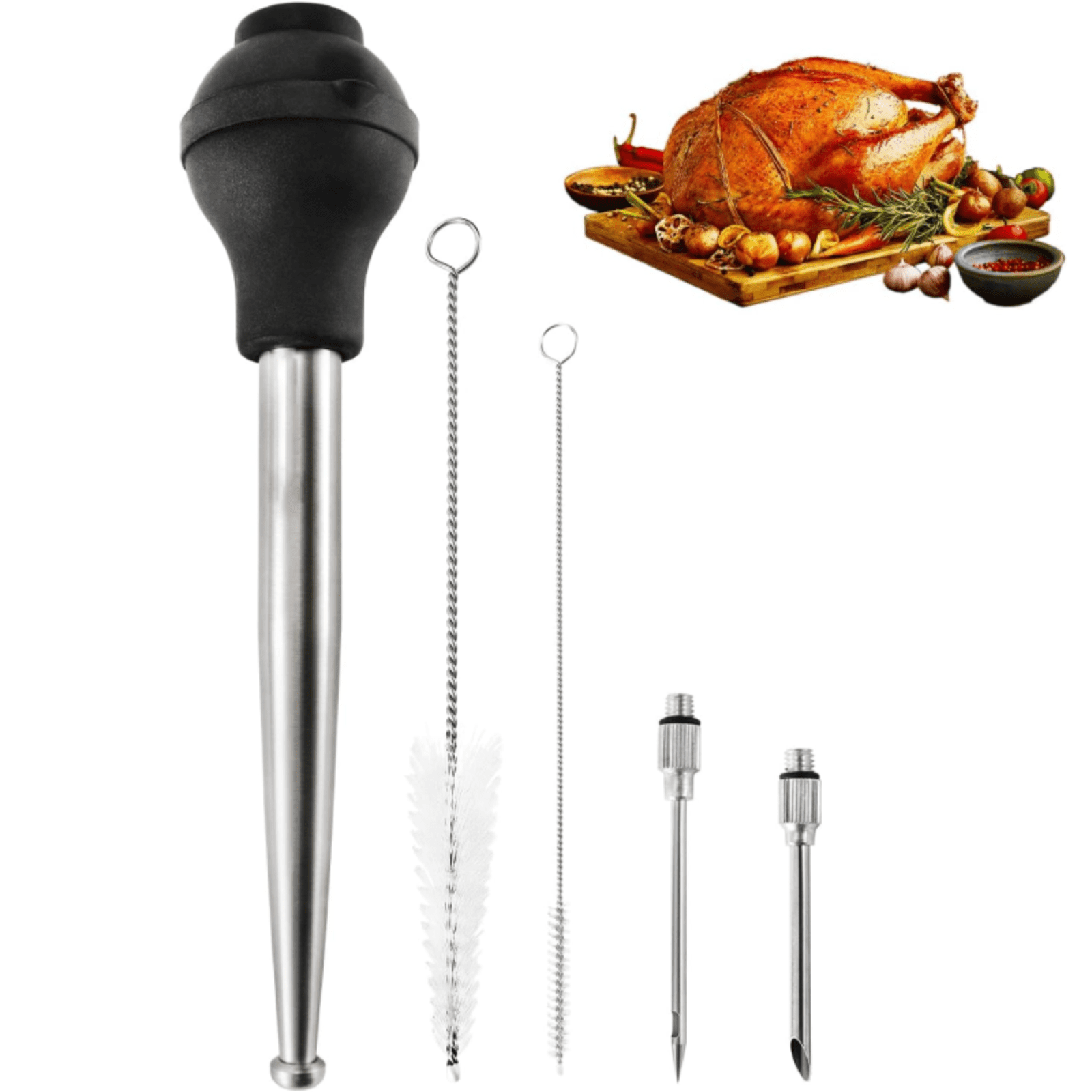 Turkey Baster Stainless Steel Turkey Baster Syringe Meat Marinade ...