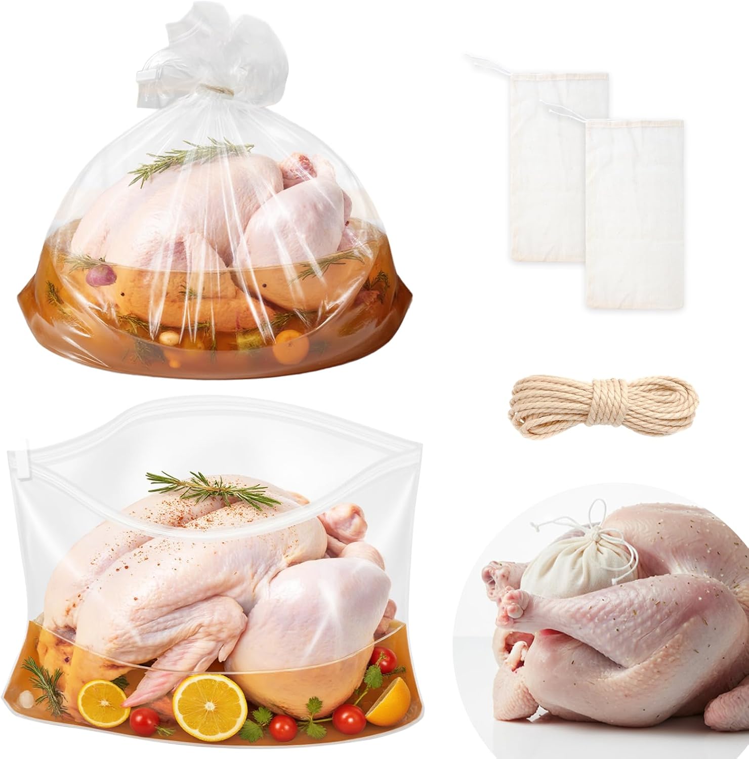 Turkey Brine Bags, Set of 2 Extra Large Brine Bag Holds up 25lb, 26"×22 ...