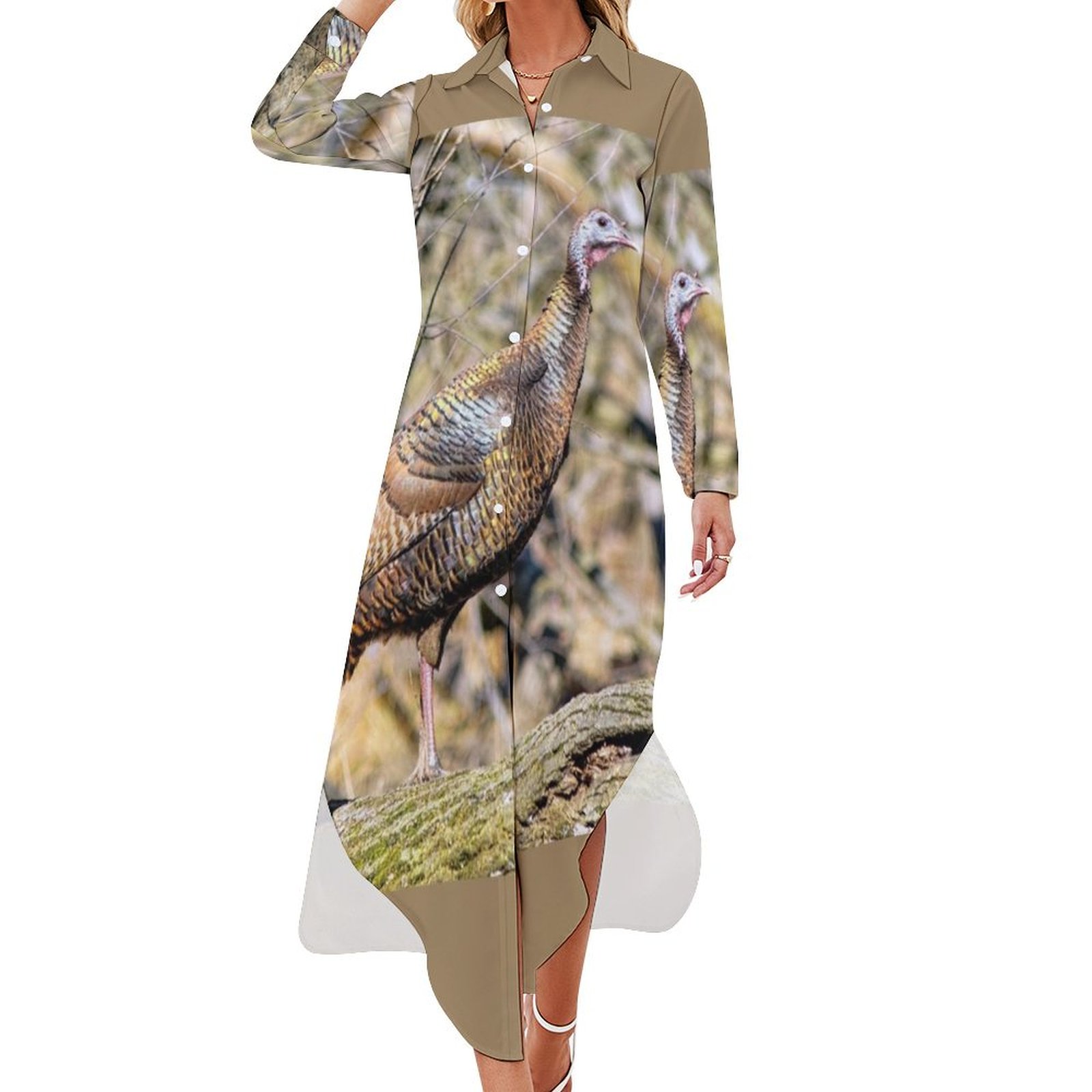 Turkey Cameo Long Sleeved Shirt Dress prom dresses dresses ladies ...