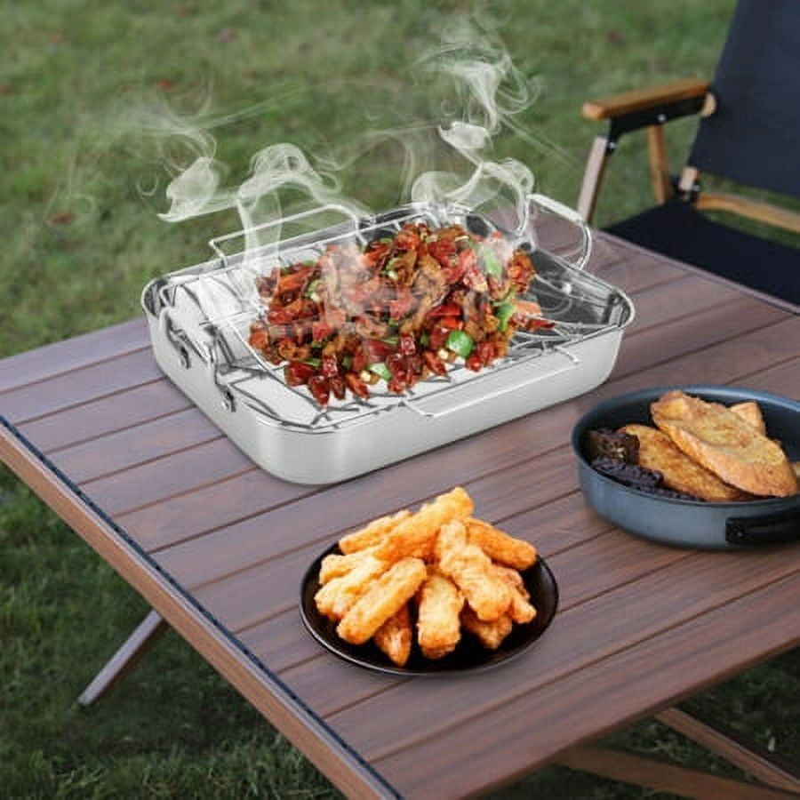 Turkey Chicken Roasting Pan with Baking Rack Stainless Steel Rack ...