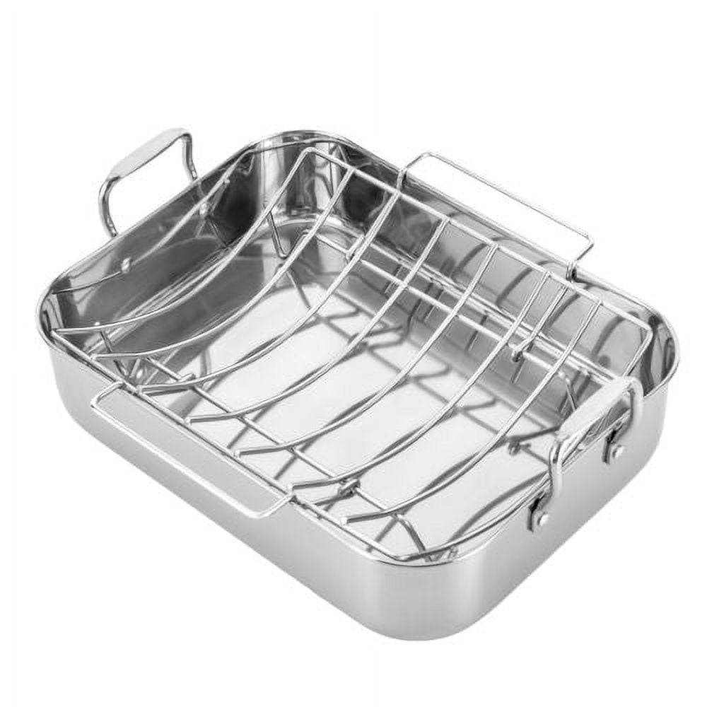 Turkey Chicken Roasting Pan with Baking Rack Stainless Steel Rack ...