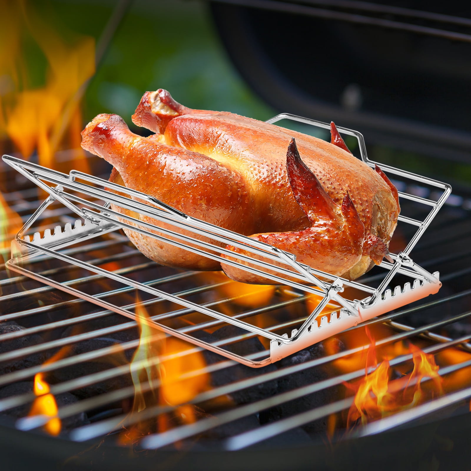 Turkey Chicken Roasting Rack Universal Easy to Clean Rib Roasting Racks ...